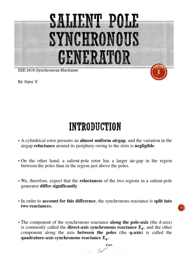 Salient Pole Synchronous Generator Pdf Electronic Engineering