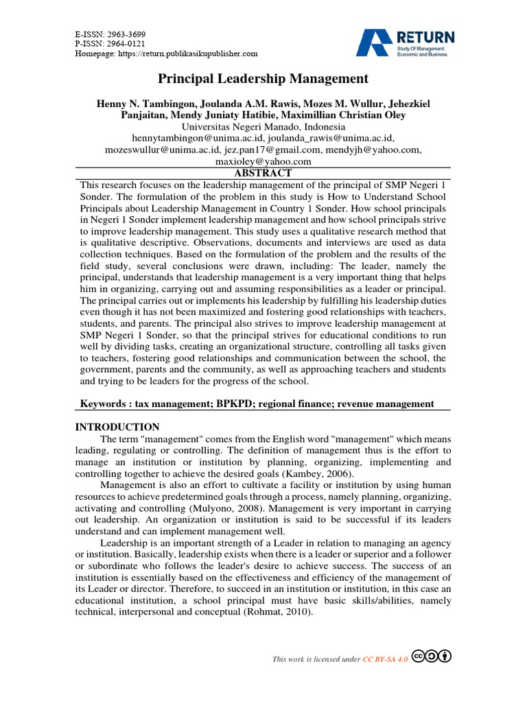 Principal - Leadership - Management Daftar Pustaka | PDF | Leadership | Teachers