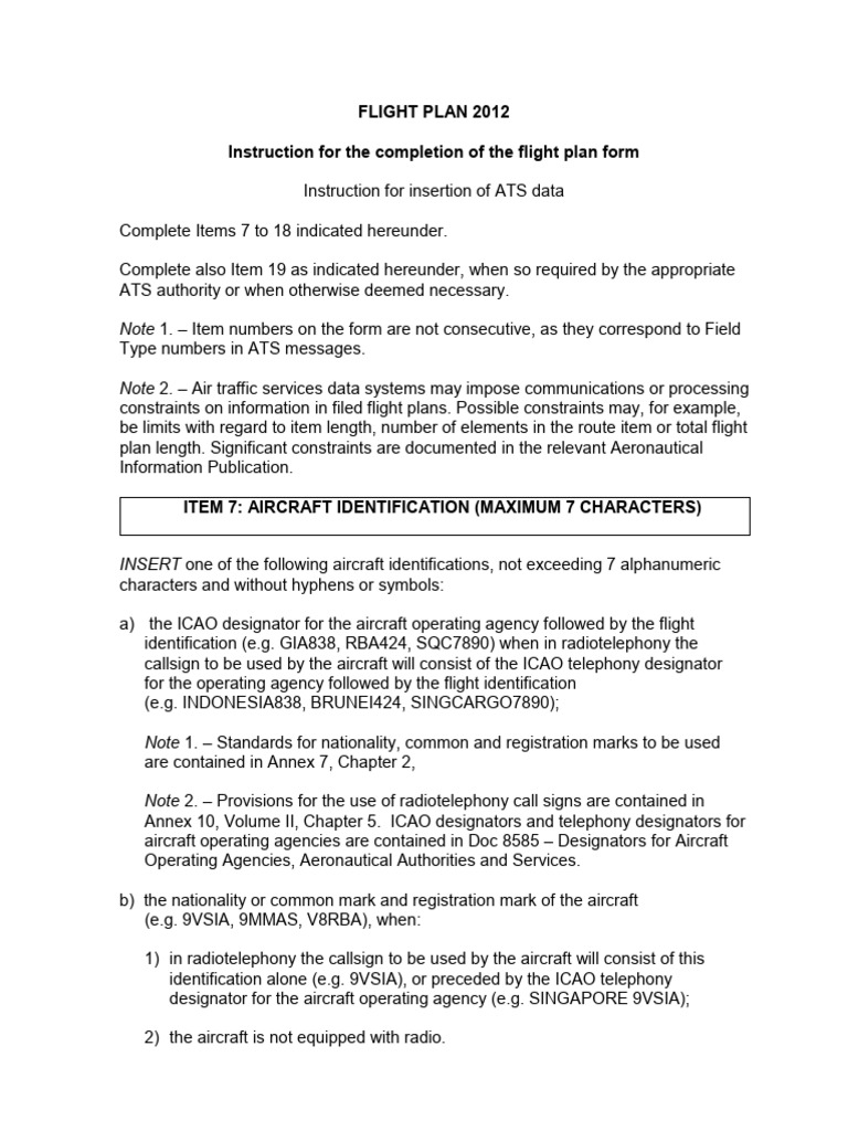 Filling The ATS Flight Plan | PDF | Instrument Flight Rules | Latitude