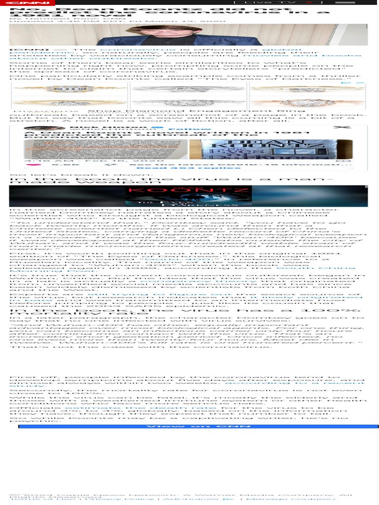 Debunking Koontz's Virus Prediction | PDF | Virus | Diseases And Disorders