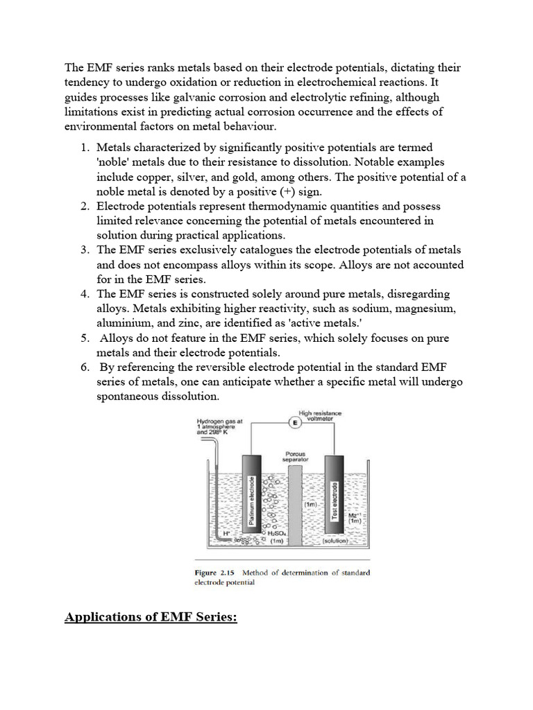 EMF Series | PDF | Corrosion | Metals EMF Series | PDF | Corrosion | Metals