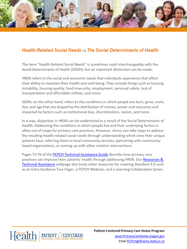 Health-Related Social Needs Vs The Social Determinants of Health | PDF ...