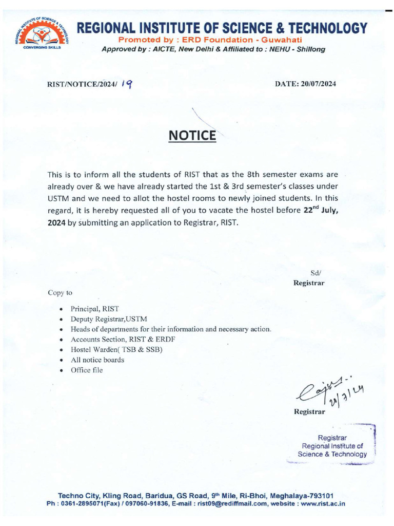 HOSTEL NOTICE-2024 | PDF