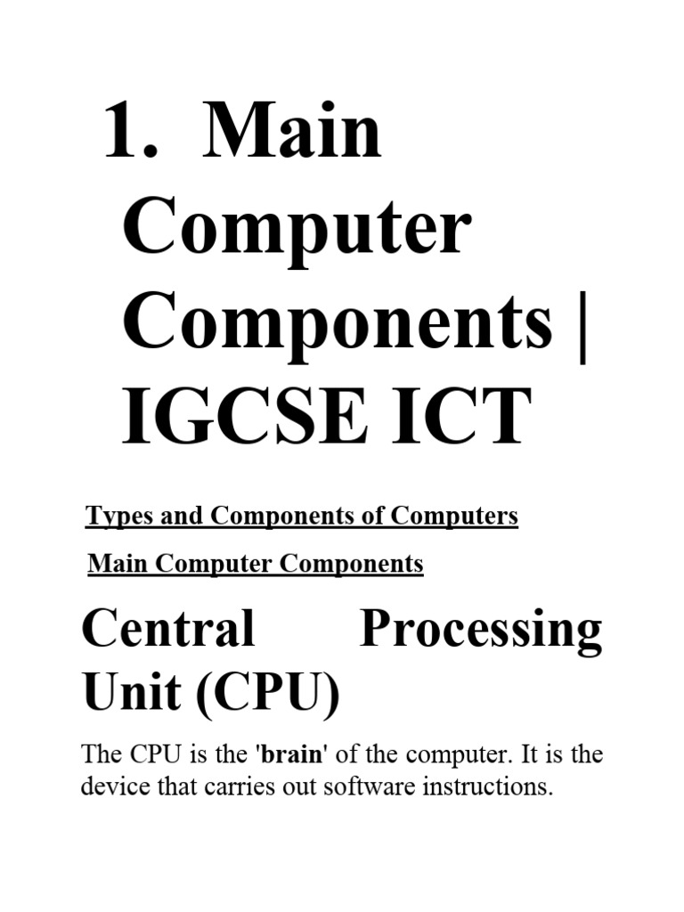 IGCSE NOTE main | PDF | Computer Data Storage | Graphical User Interfaces