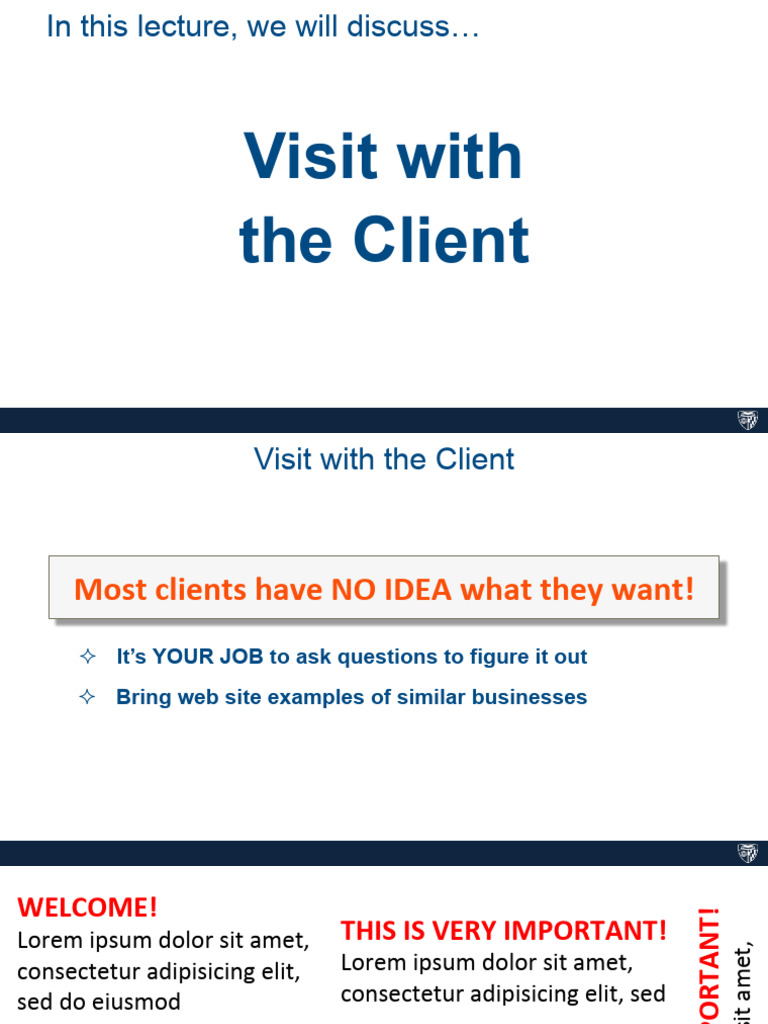 Lecture27 VisitWithTheClient | PDF | Career & Growth