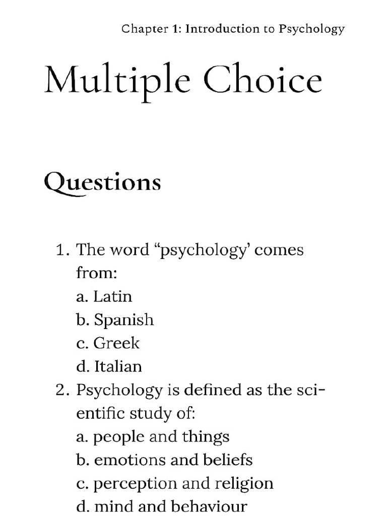 Psychology (MLT, RIT, OTT) 1st McQ's by Malik | PDF