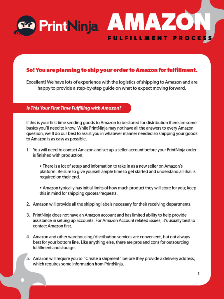PrintNinja AmazonFulFIllmentProcess | PDF | Warehouse | Taxes