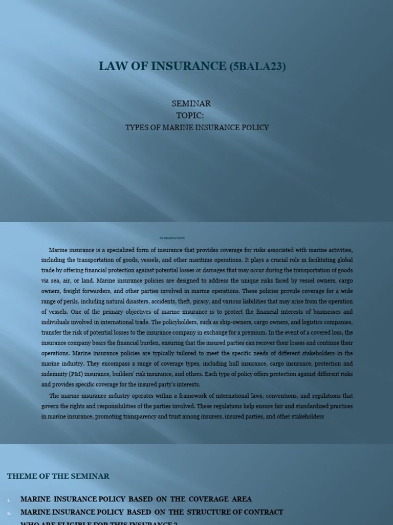 Law of Insurance Seminar | PDF | Insurance | Liability Insurance