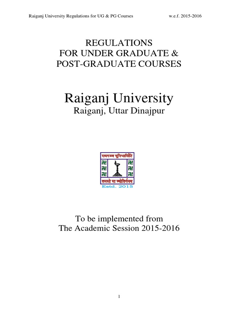 Raiganj Univ UG & PG Regulations 2015 | PDF | Academic Term | Bachelor ...