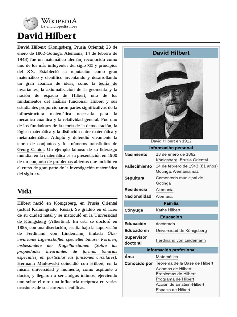 David Hilbert | PDF | Axioma | Matemáticas