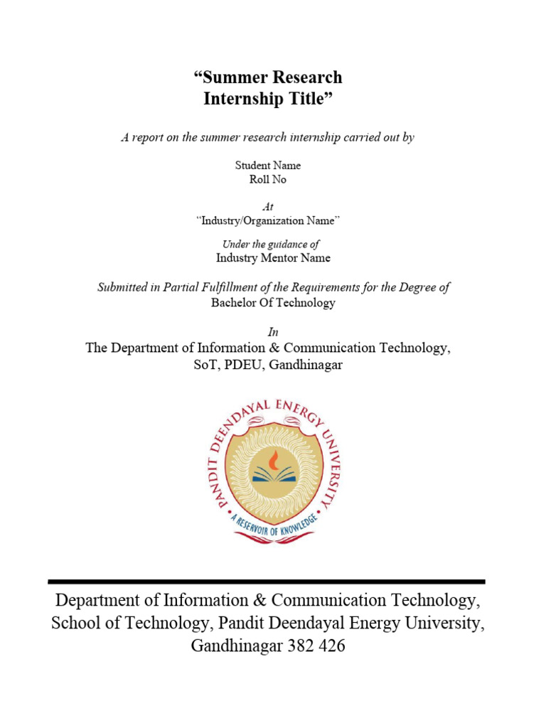 Summer Internship Report Format 2021 | PDF | Transmission Control ...