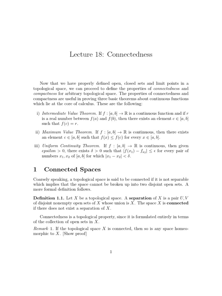 Lecture 18 | PDF | Continuous Function | Compact Space