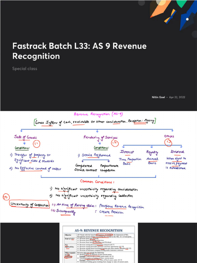 Fastrack Batch L33 AS 9 Revenue Recognition With Anno | PDF