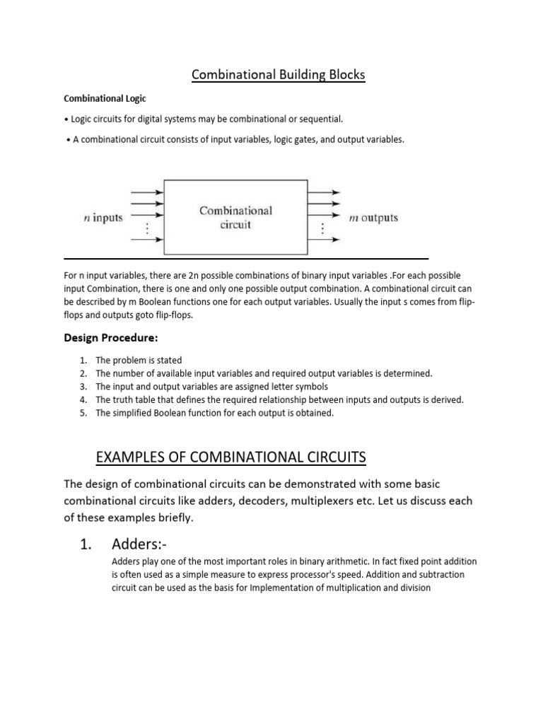 Combinational Building Blocks Pdf Teaching Methods And Materials 1166