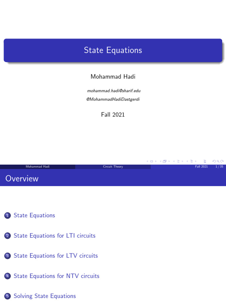 State Equations | PDF | Electrical Network | Inductor