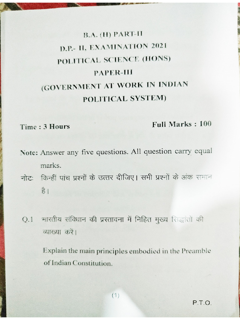 BA Part-Ll POLITICAL SCIENCE Hons | PDF