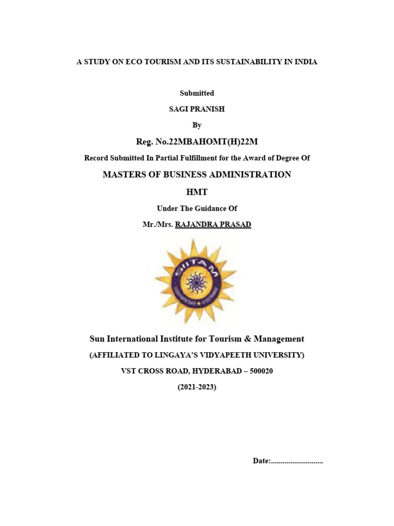 PROJECT FRONT PAGES IV SEM-MBA GEN 2024 Batch - Docx PRANESH | PDF