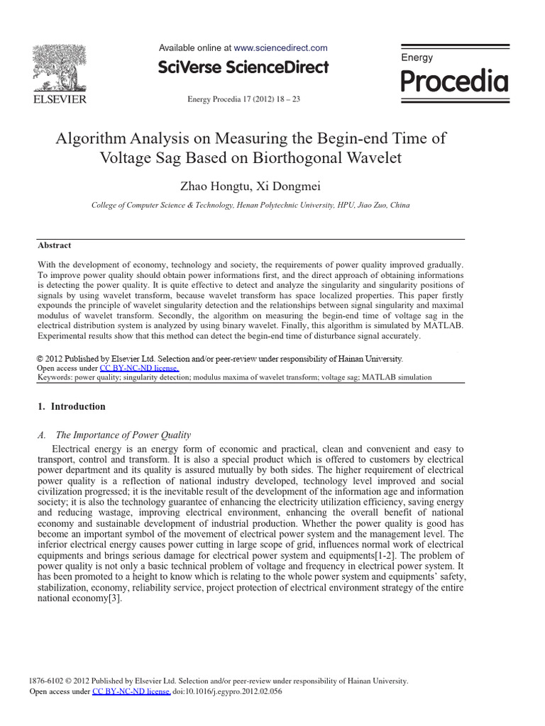 Algorithm-Analysis-on-Measuring-the-Begin-end-Time-of-Voltage | PDF | Wavelet | Complex Number