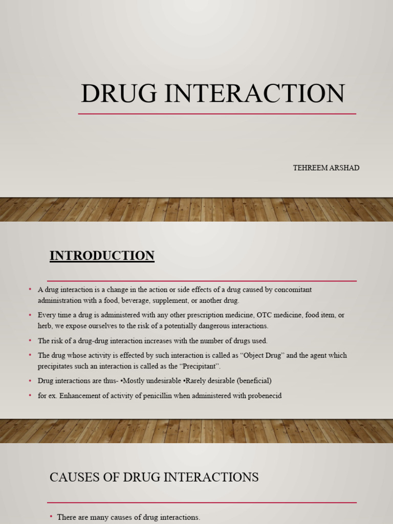 Drug Interaction | PDF | Pharmacology | Pharmacy