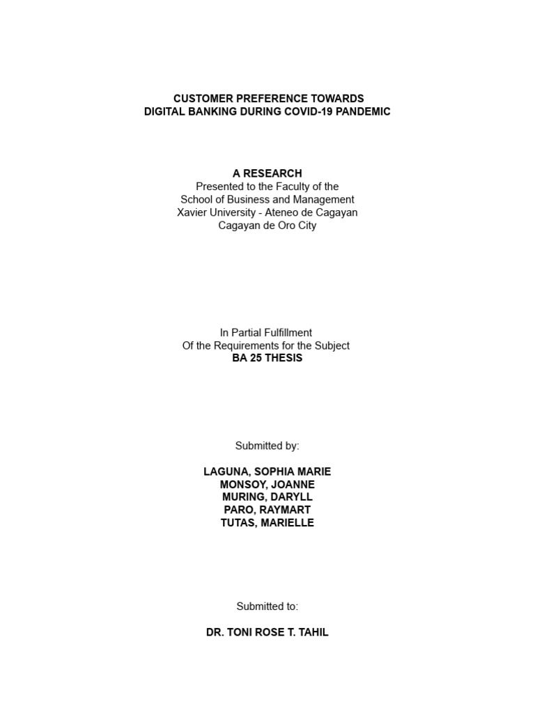 Customer Preference Towards Digital Banking During Covid-19 Pandemic | PDF | Banks | Rationality