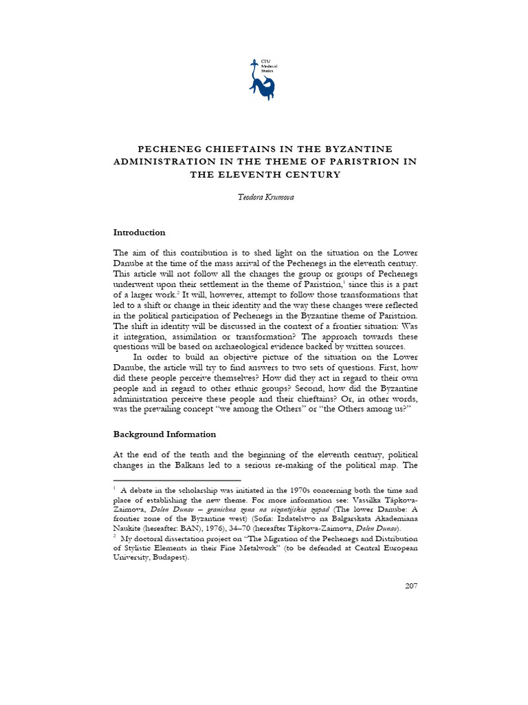 Pecheneg Chieftains in Byzantine Paristrion | PDF | Byzantine Empire
