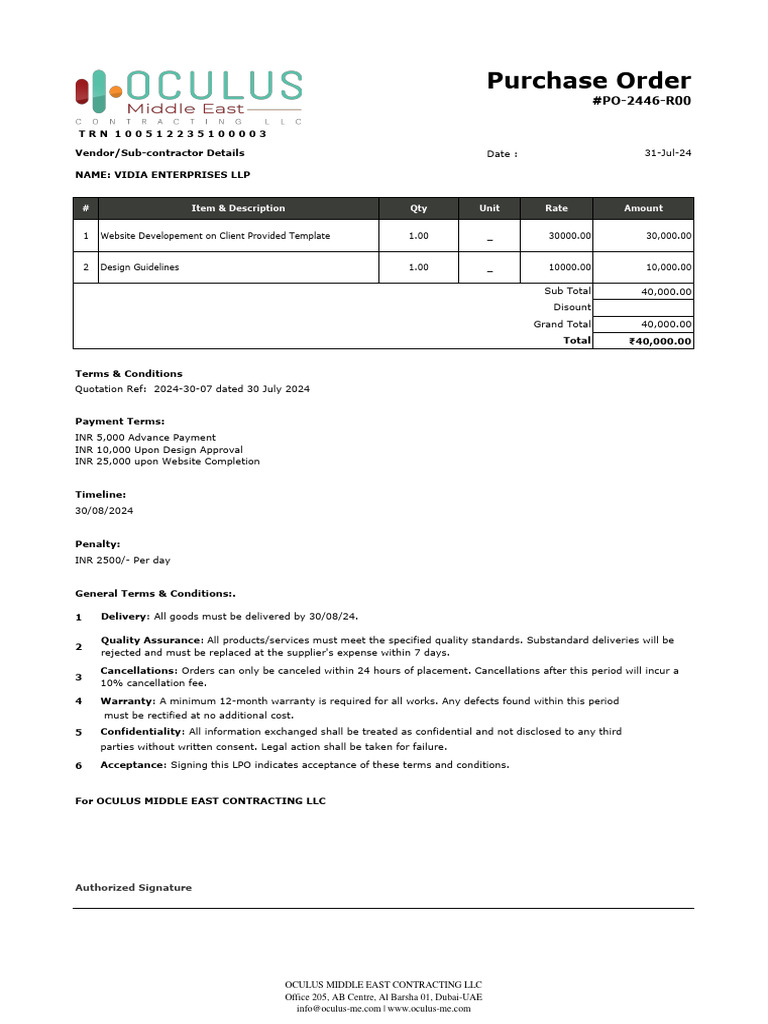 Purchase Order: # Item & Description Qty Unit Rate Amount | PDF | Private Law | Business Law