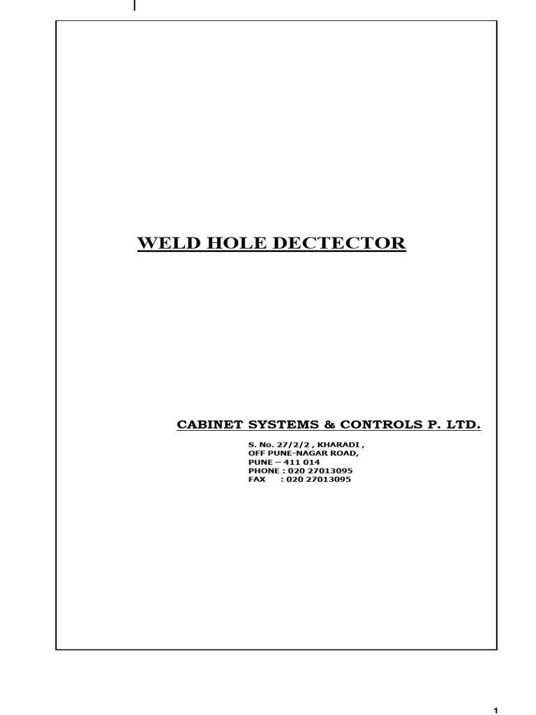 Weld Hole Detector | PDF | Relay | Switch
