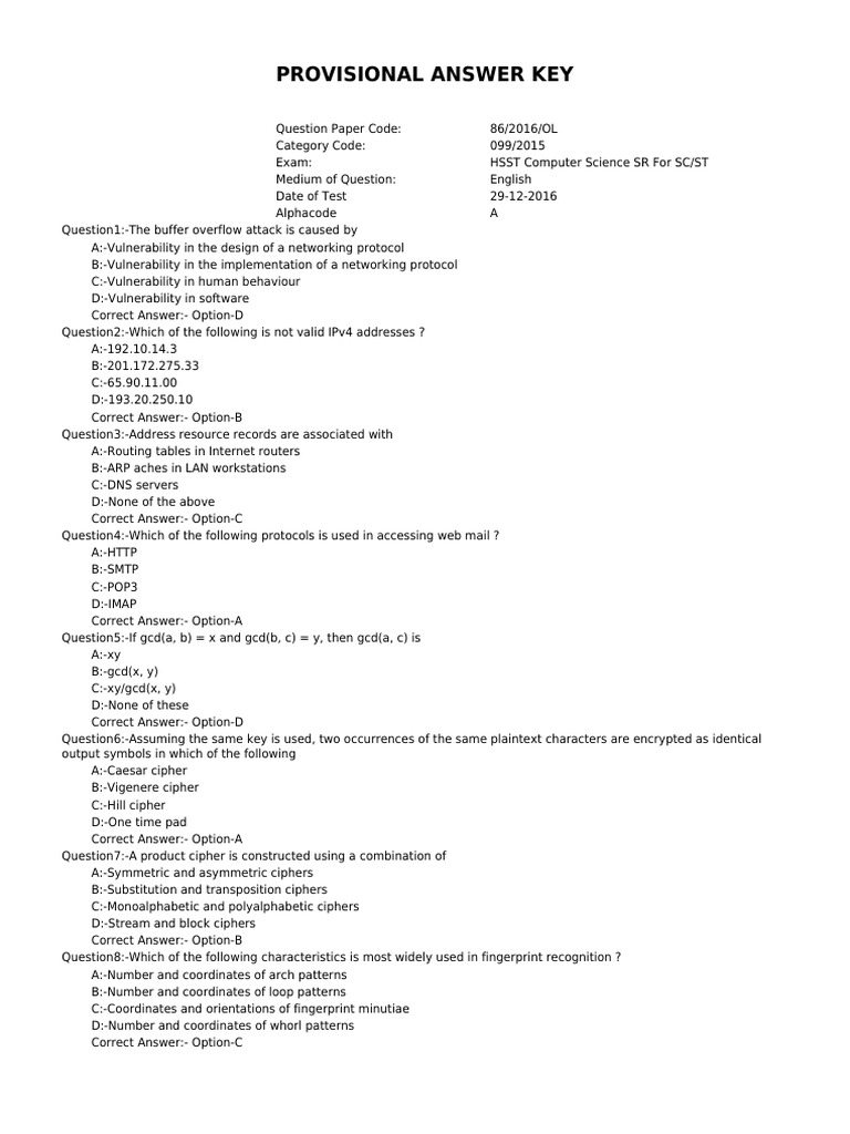 HSST Computer Science SR For SCST | PDF | Database Index | Encryption