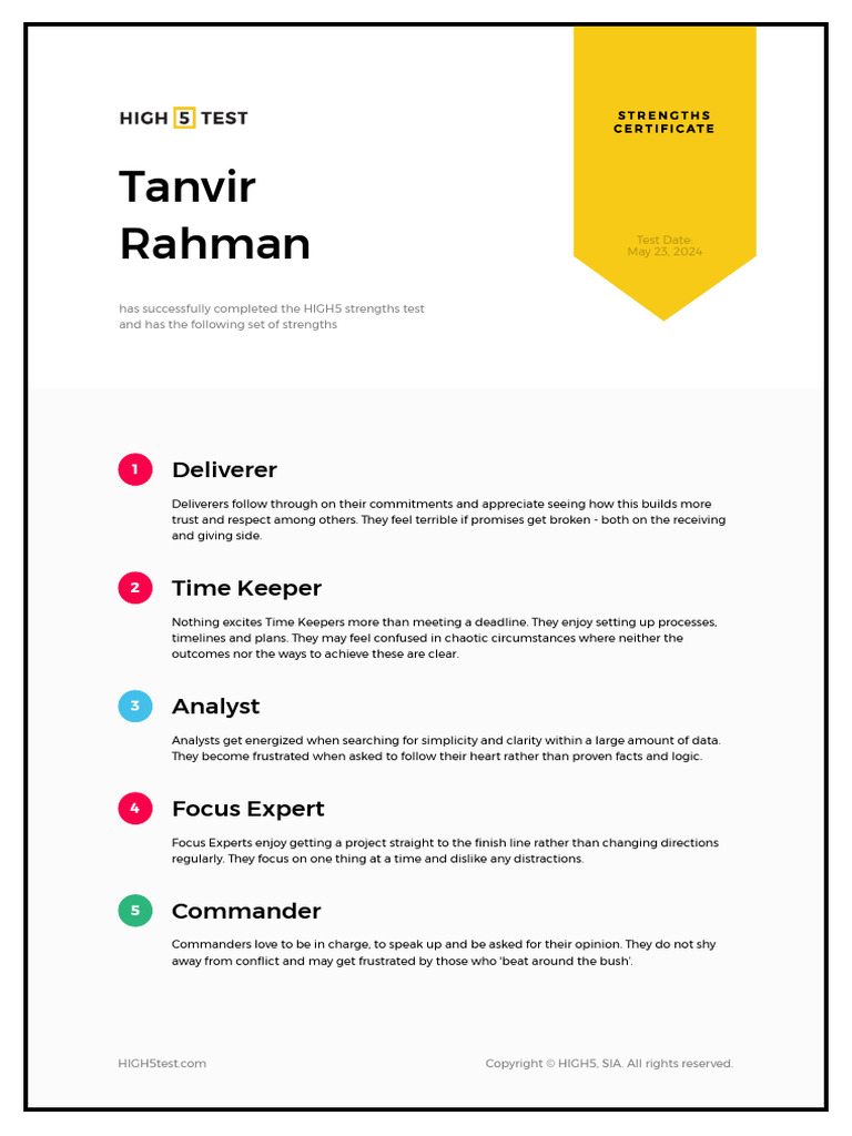 HIGH5 - Your Full Strengths Report | PDF