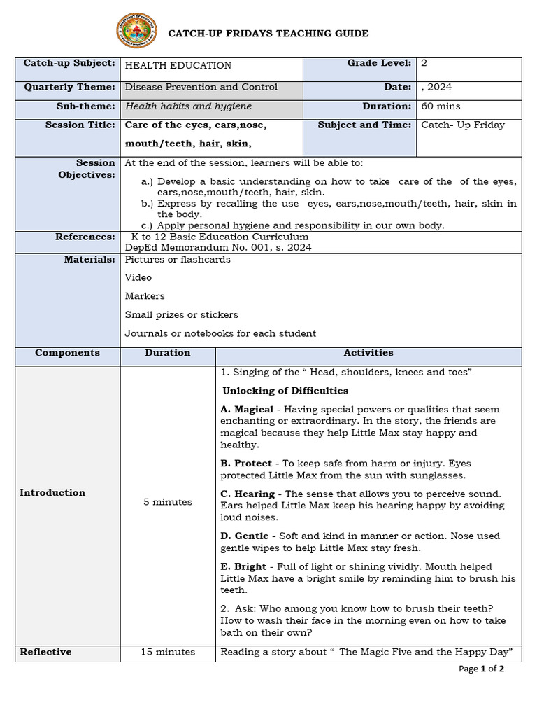 Health Education 1st Quarter | PDF | Sunglasses