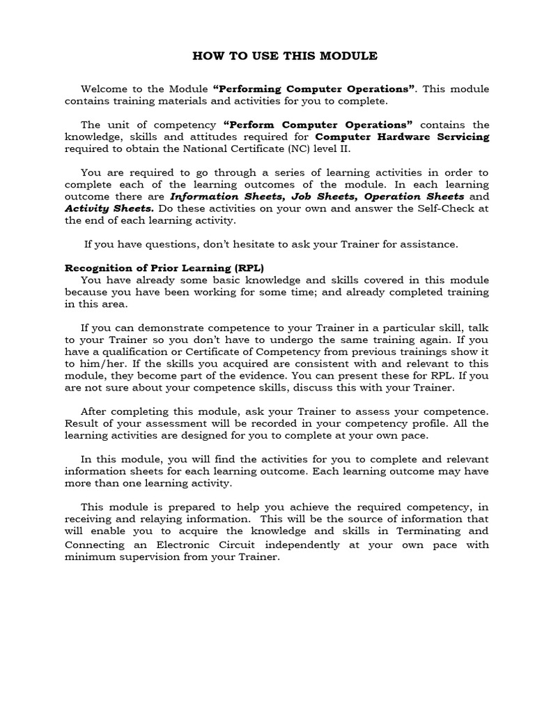 CBLM Perform Computer Operations | PDF | Software | Usb Flash Drive