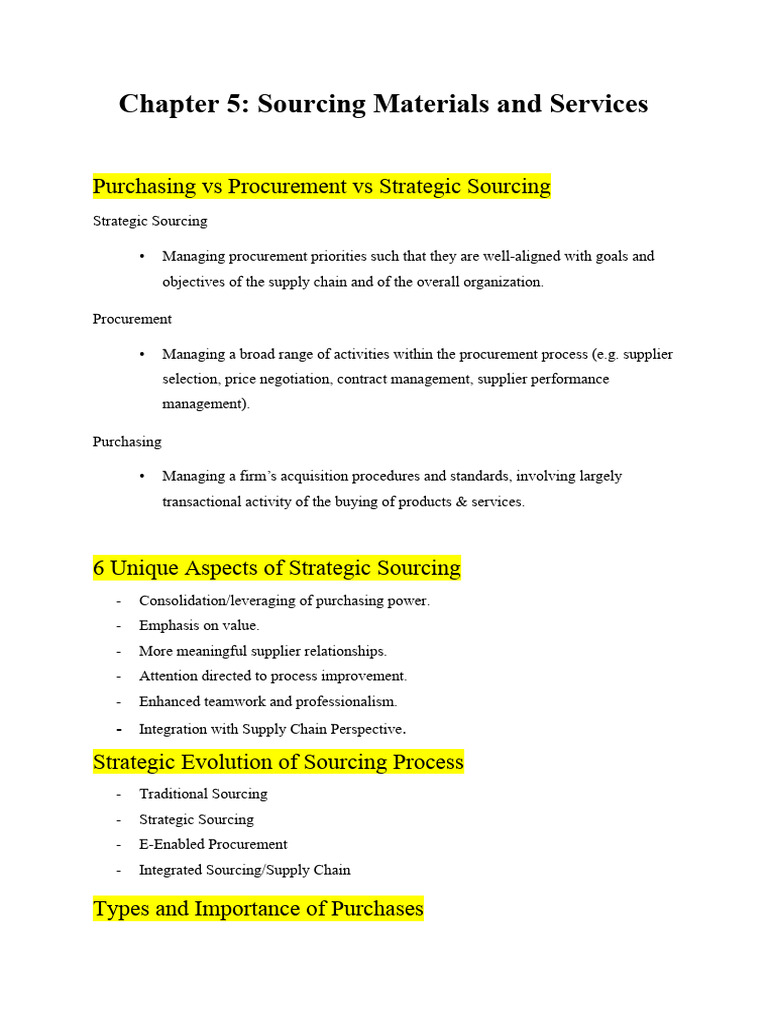 Chapter 5 (Sourcing Materials and Services) | PDF | Procurement | E ...