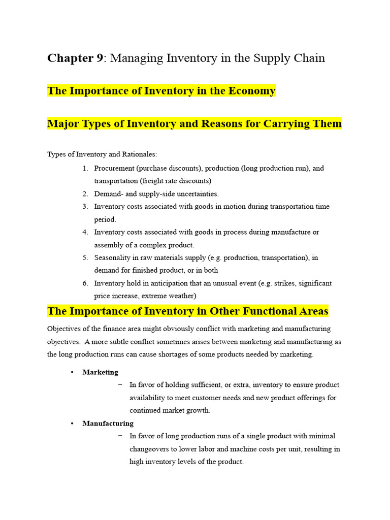 Chapter 9 (Managing Inventory in The Supply Chain) | PDF | Inventory | Lean Manufacturing