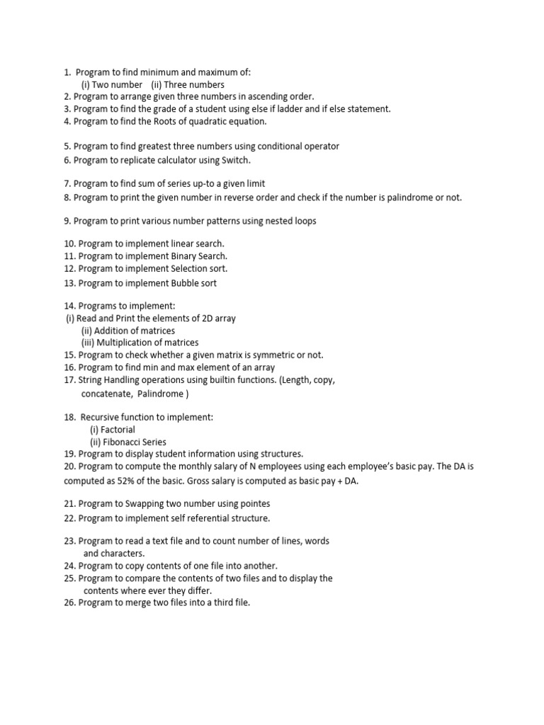 Important Programs For Lab External | PDF