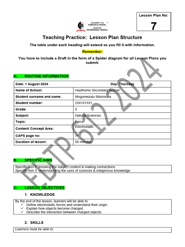 Natural Sciences Electrostatic Force | PDF | Electric Charge | Electron