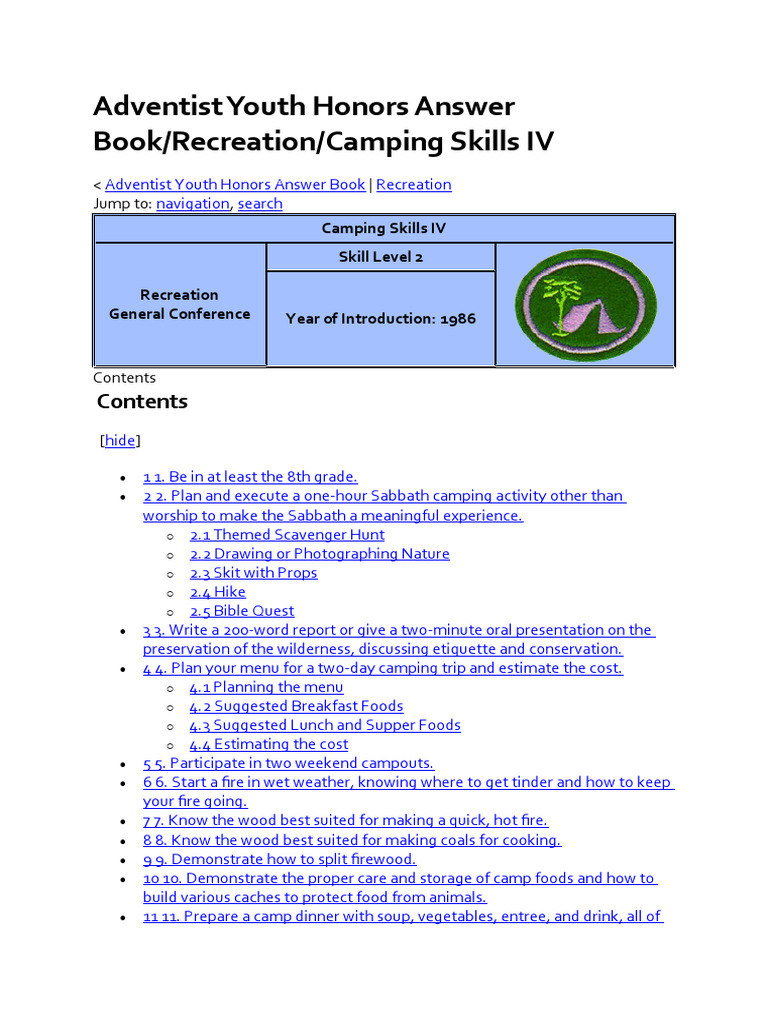 Camping Skills 4 | PDF