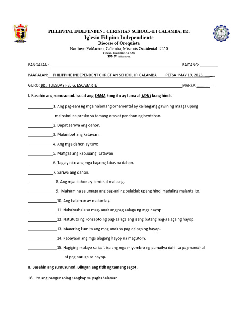 Final Exam Epp | PDF