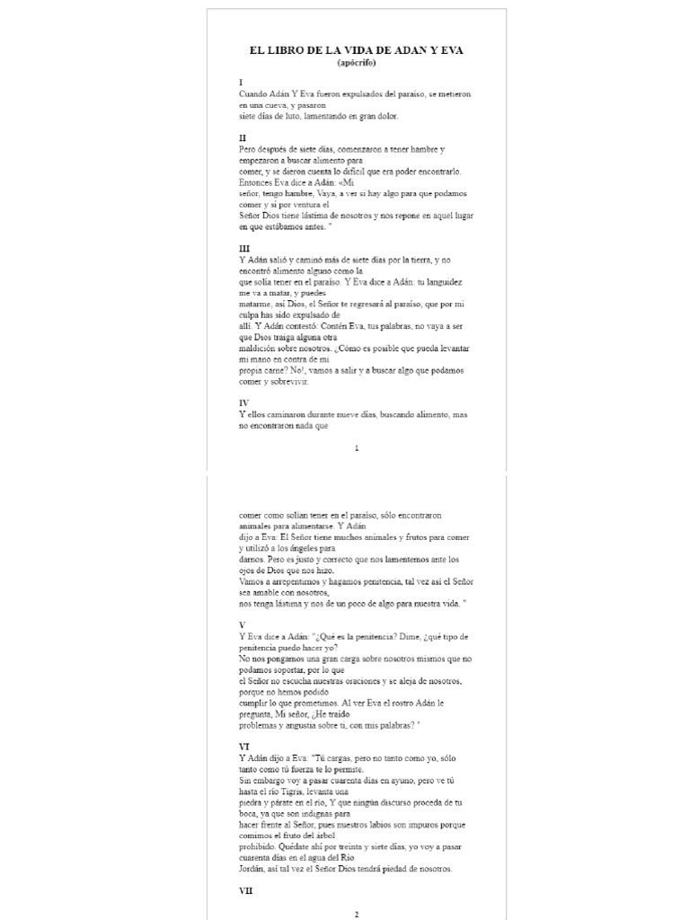 EL LIBRO DE LA VIDA DE ADAN Y EVA - Documentos de Google | PDF