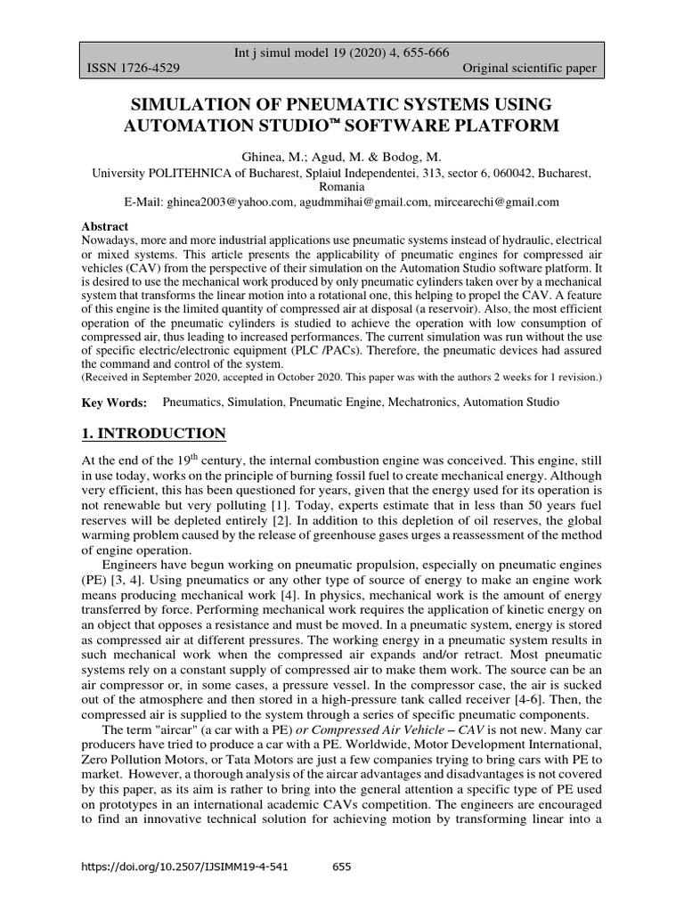 Simulation of Pneumatic Systems Using Automation Studio Platform | PDF ...