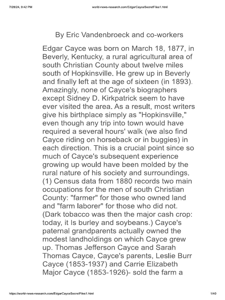 Edgar Cayce Secret Files 1 | PDF