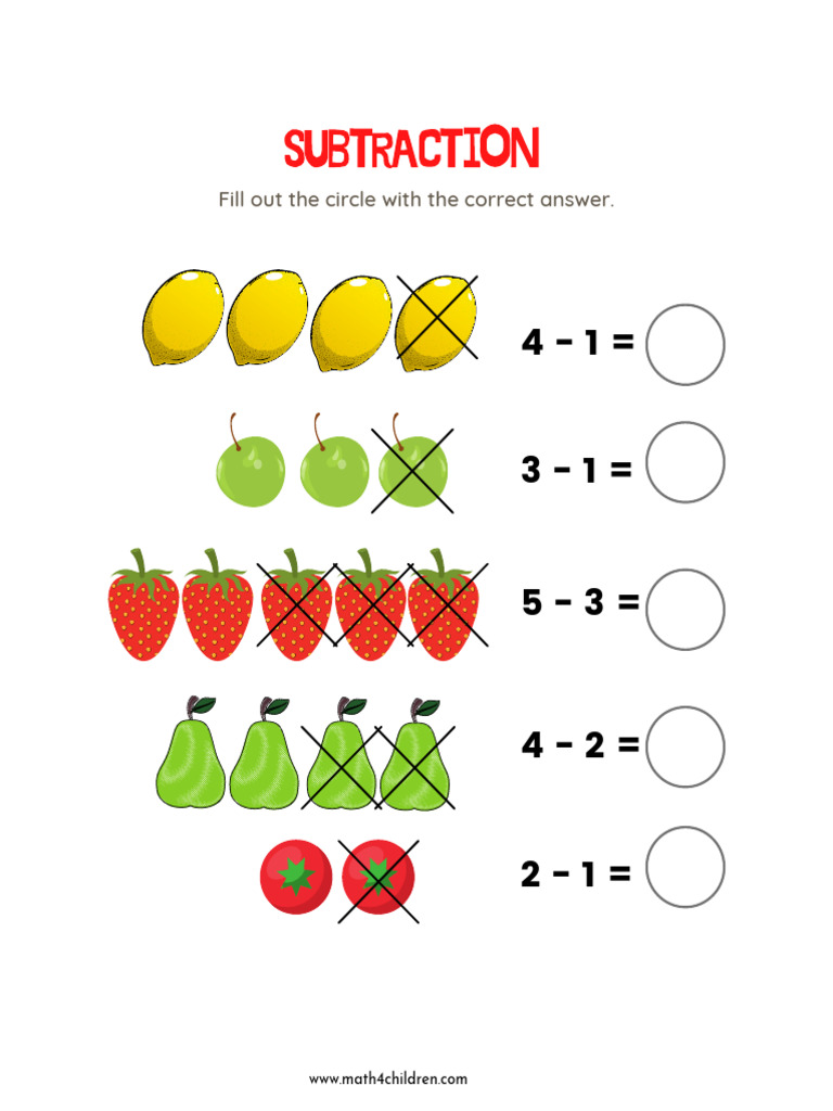 Subtraction Using Crossed Out Pictures | PDF
