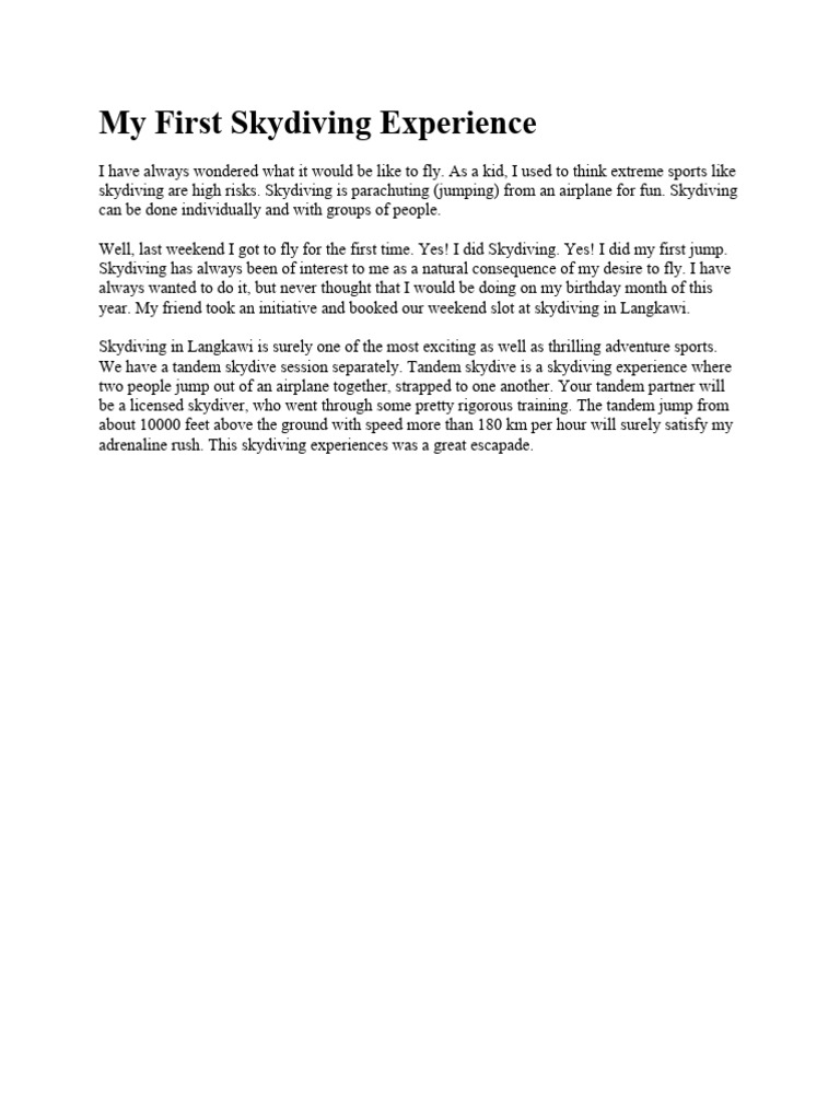 My Skydiving Blog | PDF