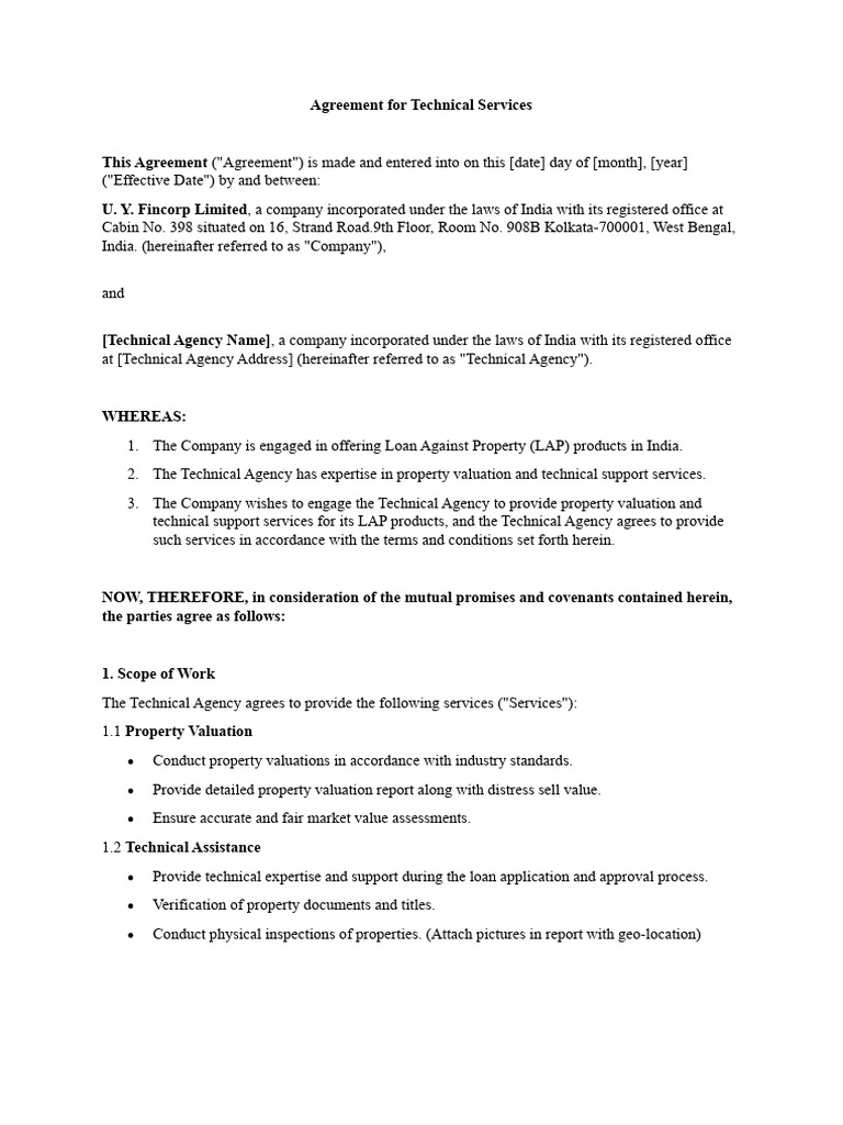 Technical Services Agreement for LAP | PDF | Indemnity | Private Law