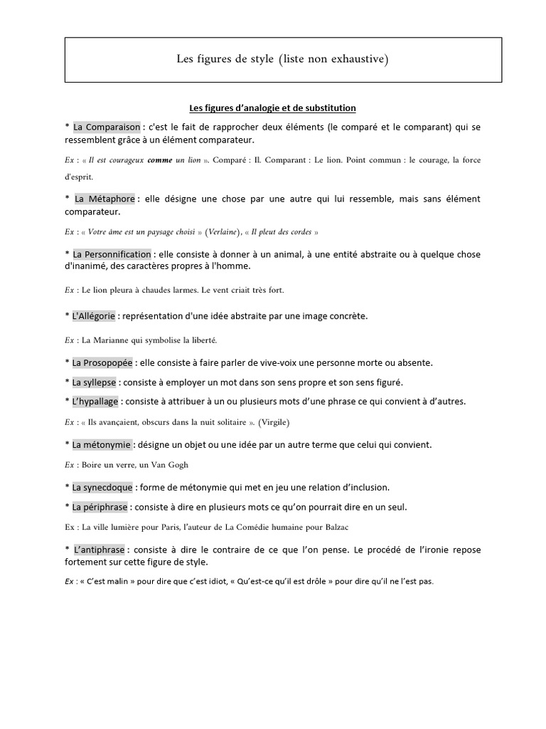 Les Figures de Style | PDF | Techniques de rhétorique