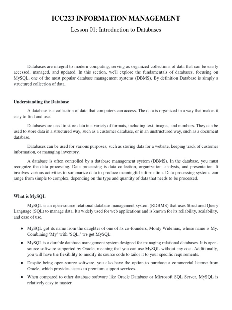 IM Week2 Lesson1 | PDF | Databases | Relational Database