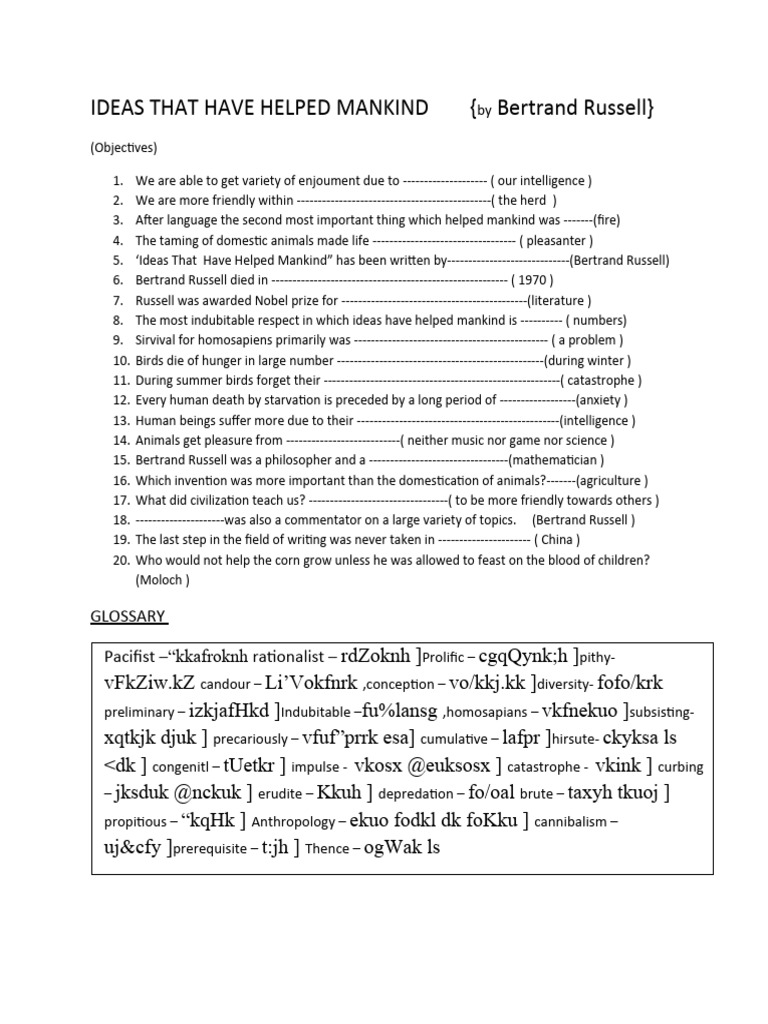 Ideas That Have Helped Mankind Objectives | PDF