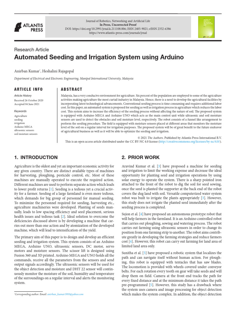 Automated Arduino Farming System | PDF | Robot | Robotics