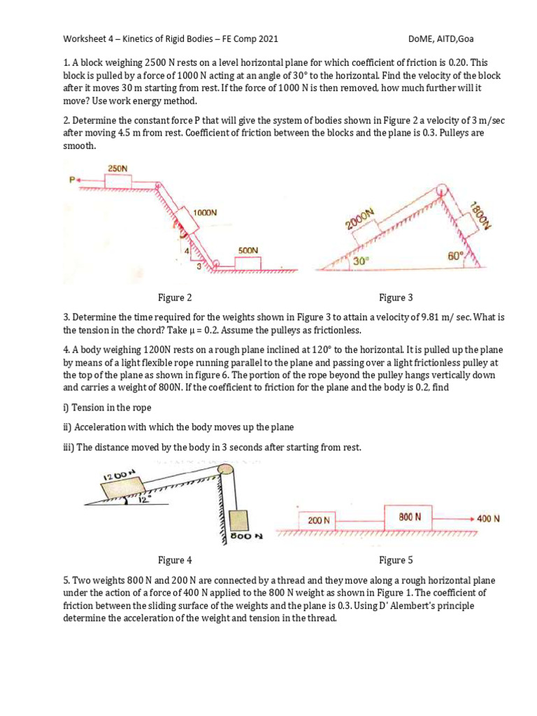 Worksheet 5 Kinetics of Rigid Bodies | PDF