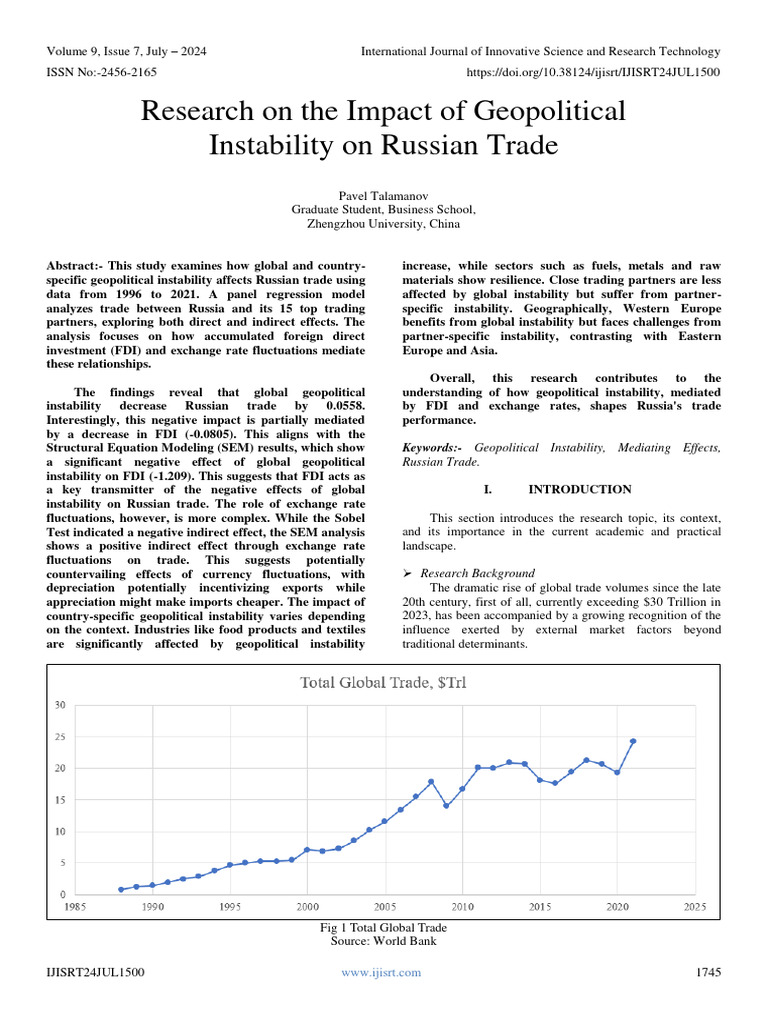 Research On The Impact of Geopolitical Instability On Russian Trade ...
