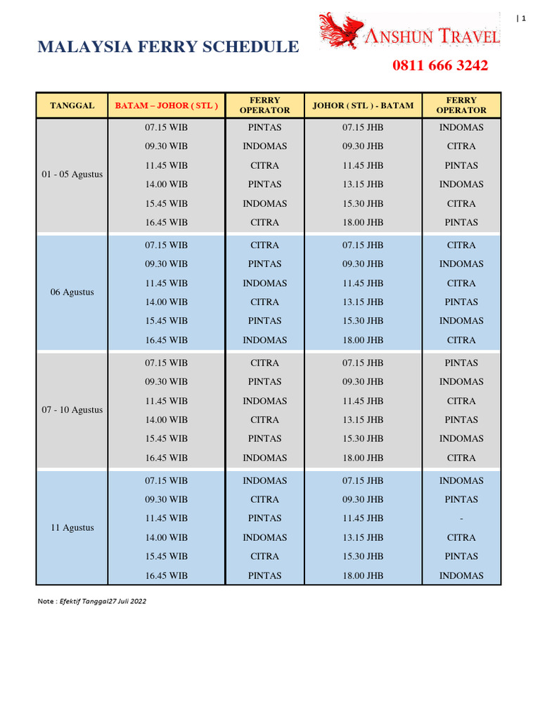 Bcs - Display Schedule Malay Aug | PDF